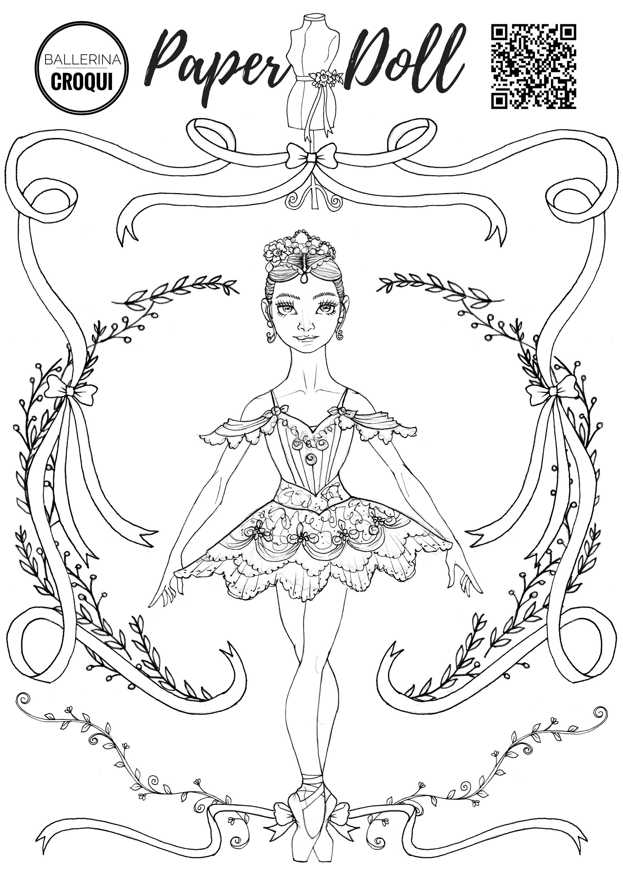 Paper Doll para imprimir e colorir - Ballerina Croqui - Tutus dos ...