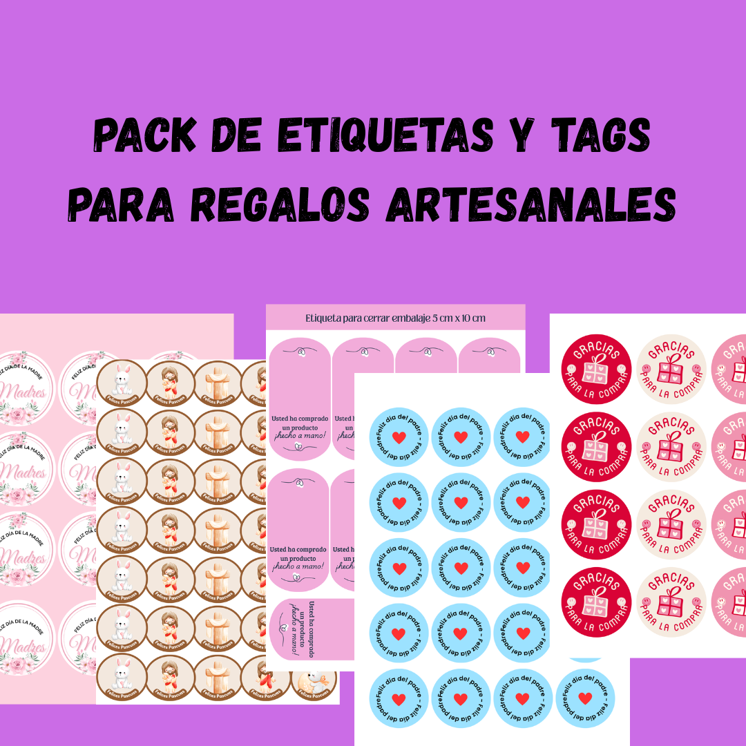 Pack de Etiquetas y Tags para Regalos Artesanales - ESS | Hotmart