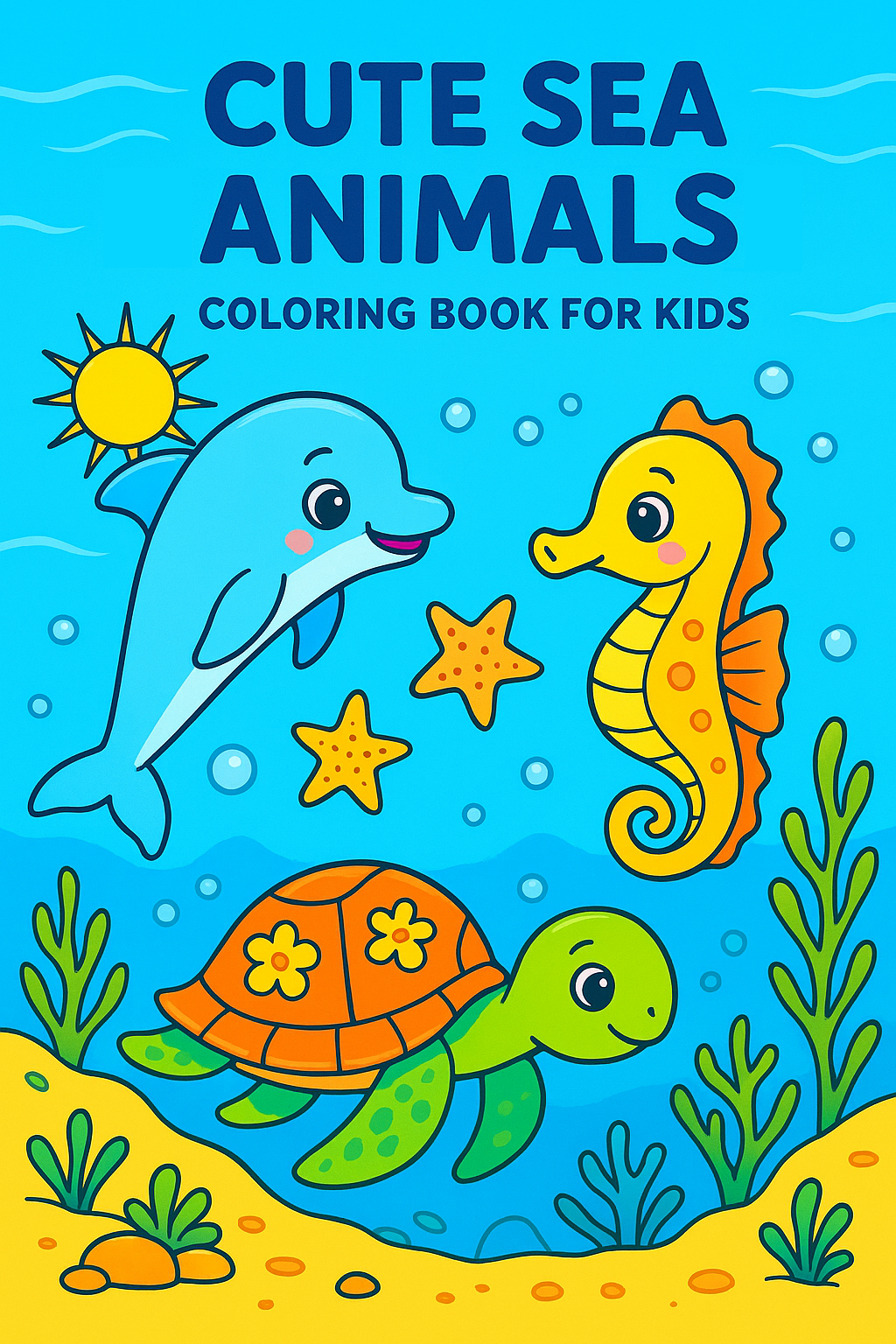 Cute Sea Animals: Coloring Book for Kids - Coloring Books | Hotmart