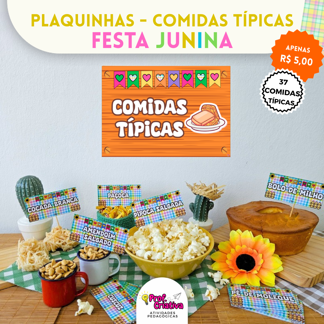 PLAQUINHAS DE COMIDAS TÍPICAS - FESTA JUNINA - PROF CRIATIVA | Hotmart