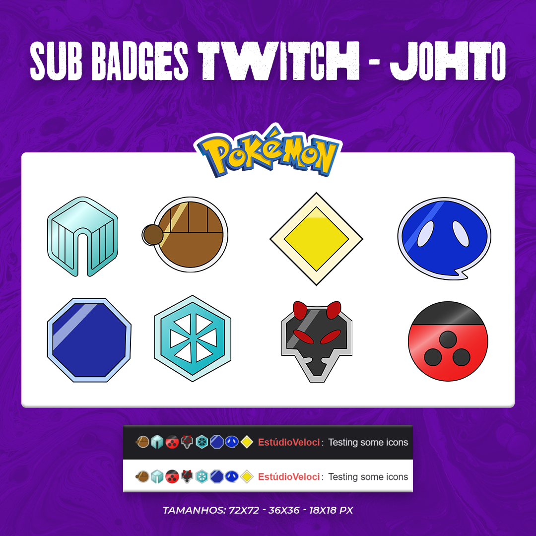 SUB BADGES TWITCH - INSÍGNIAS JOHTO POKEMON