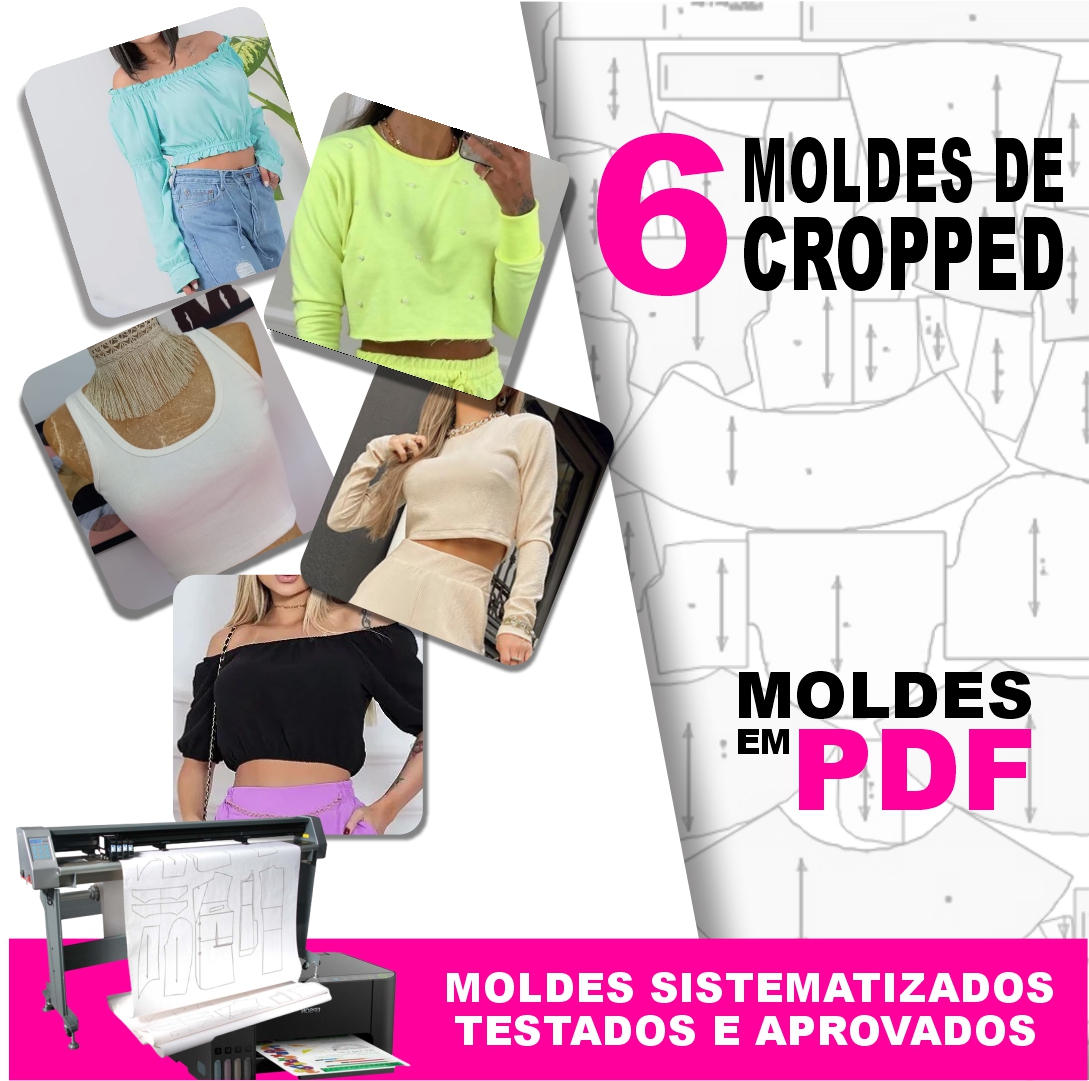 kit com 6 Moldes de Cropped - BLN MODELAGEM EM PDF | Hotmart