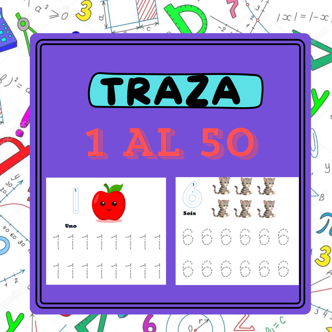 Trazos de Números del 1 al 50 - Material educativo - Lucero Sosa