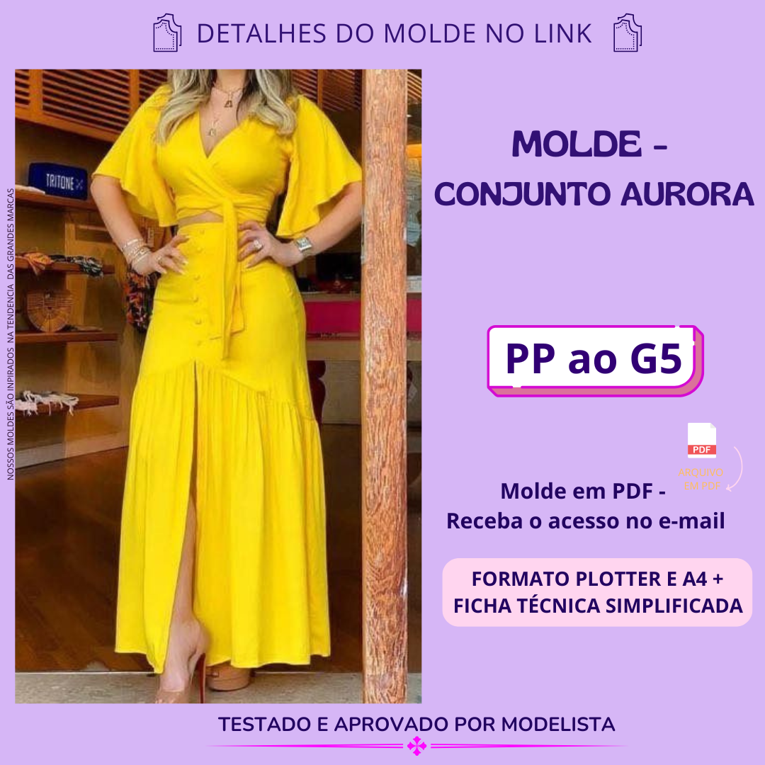 Molde Conjunto Aurora - Bora costurar | Hotmart