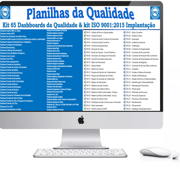 kit 65 Dashboards da Qualidade e Kit ISO 9001:2015 – Formulários e ...