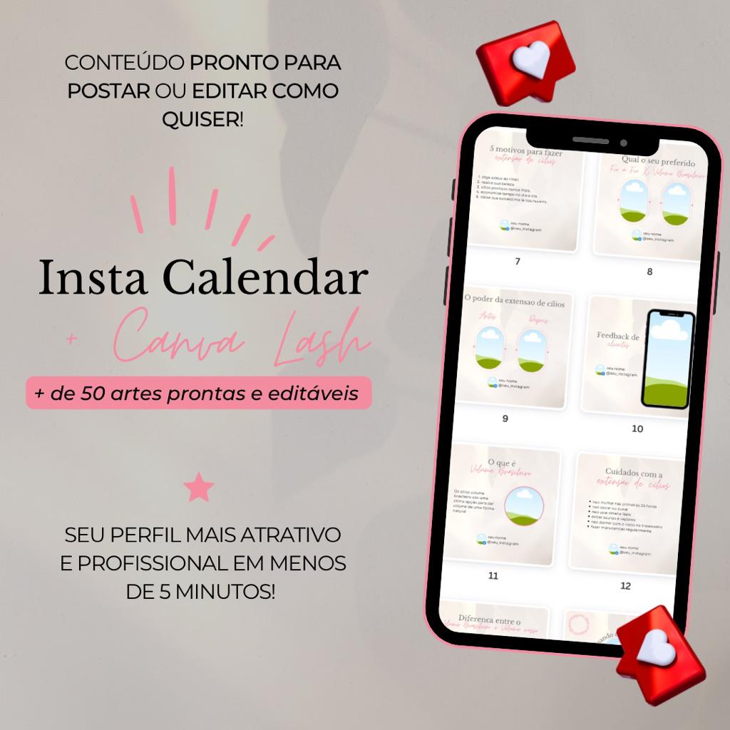 Insta Calendar + Canva Lash - Aline Gabriele soek | Hotmart