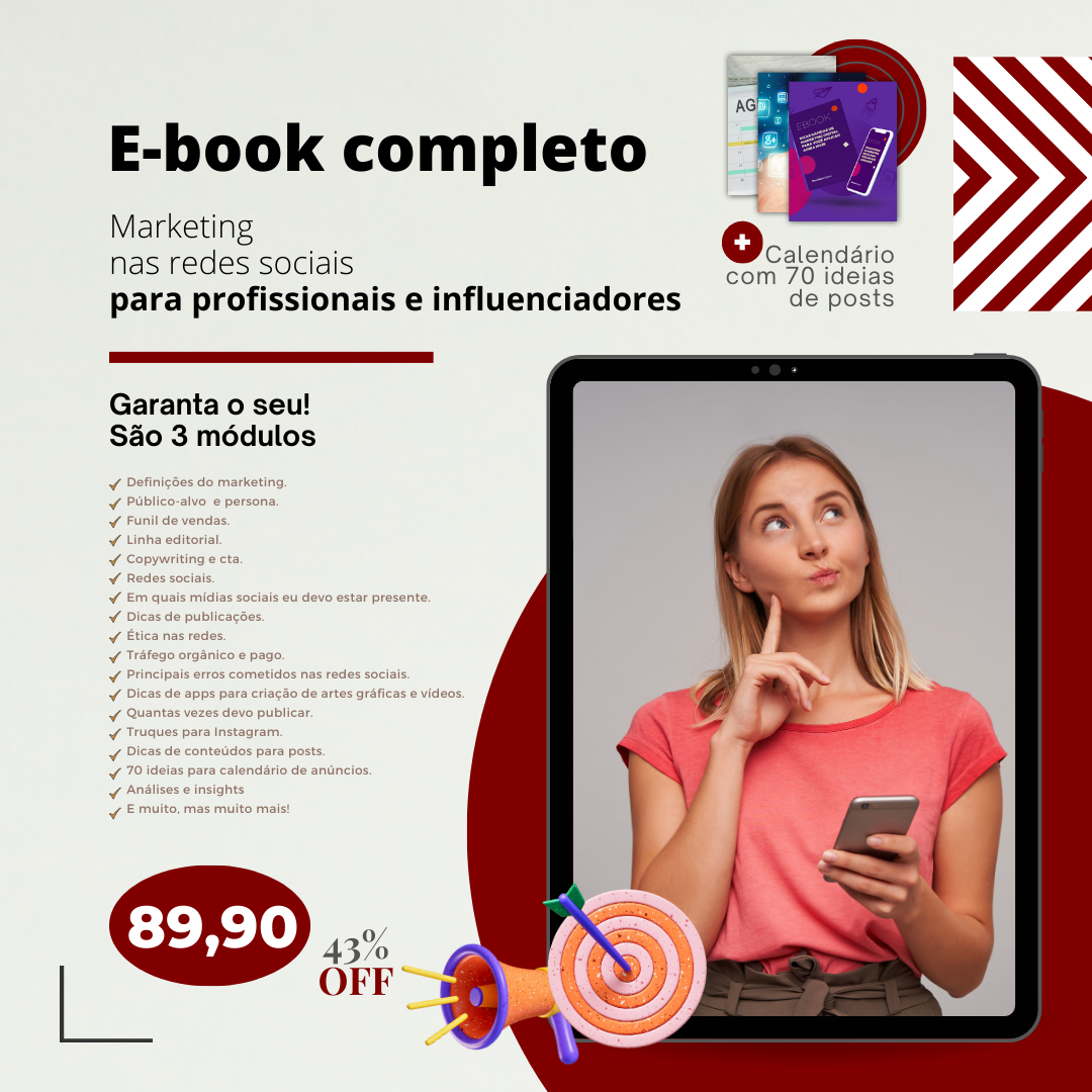 Aprenda a utilizar as Redes Sociais a seu favor! E-book com 3 módul...