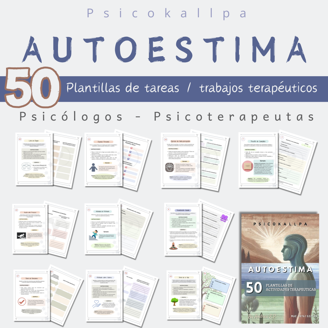 Kit de Autoestima de 50 Plantillas de actividades psicoterapéuticas ...