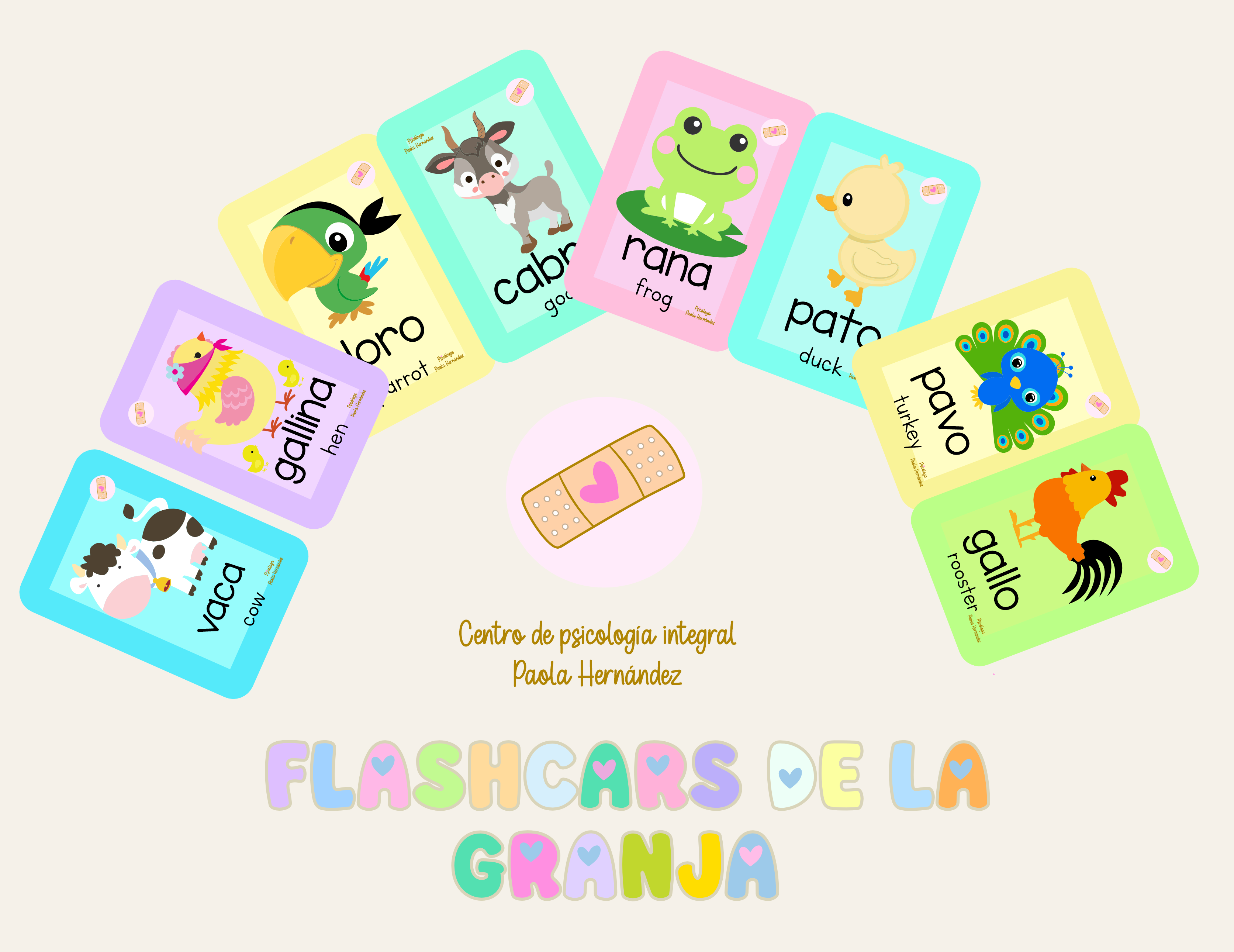 Flashcards animales de la granja - Paola Hernandez | Hotmart