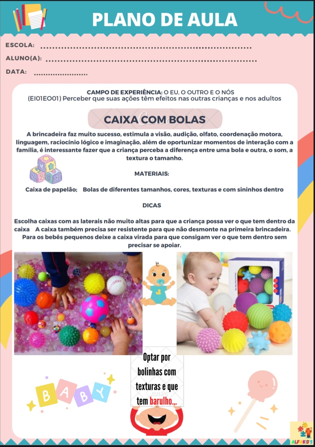 PLANO DIÁRIO EDUCAÇÃO INFANTIL - ALFAKIDS - Materiais para Alfabet...