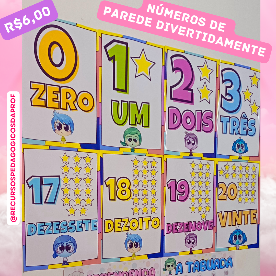 Números de Parede Divertidamente - Prof Fran Souza | Hotmart