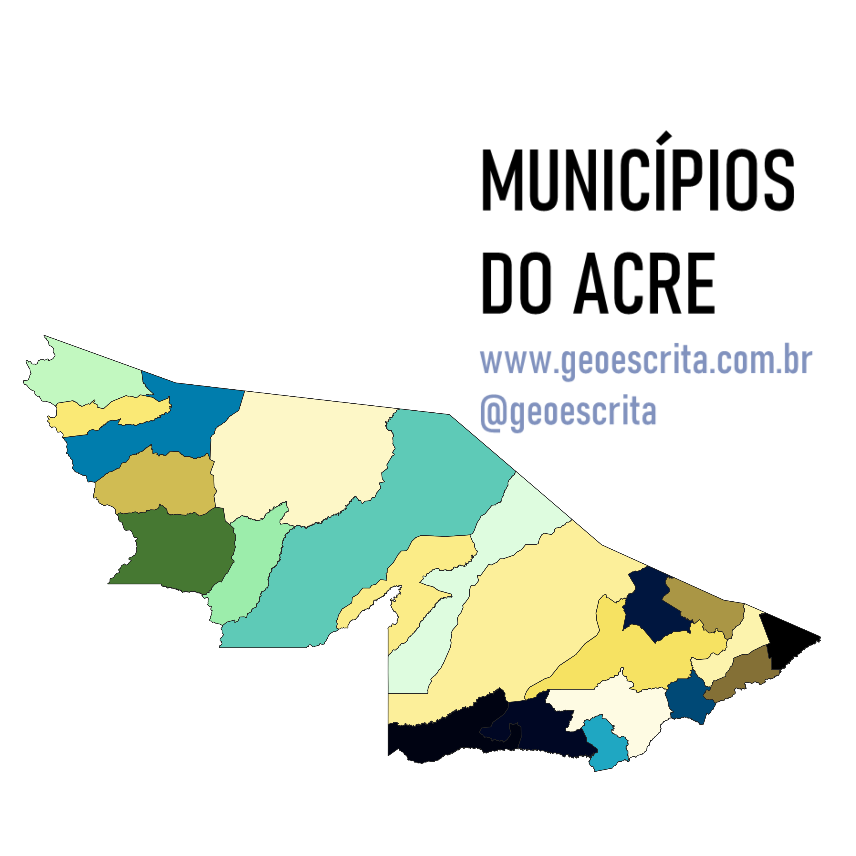 Municípios do Acre - Mapa Editável para PowerPoint e SVG v2.0