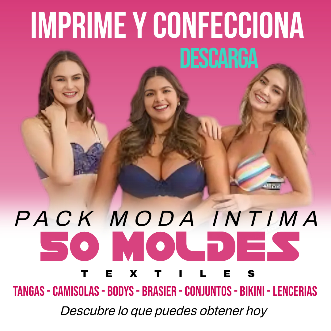 PACK MODA INTIMA FEMENINA 50 MOLDES PARA IMPRIMIR Y CONFECCIONAR