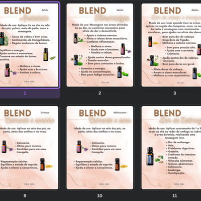 Cards informativos sobre os blends!