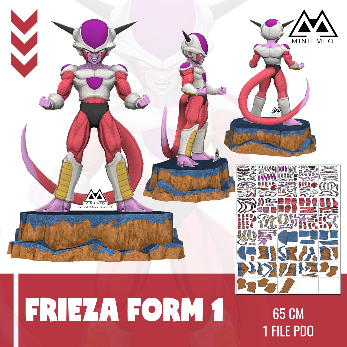 Frieza form 1 Papercraft, Freezer diorama Dragon Ball Z papercraft 3d ...