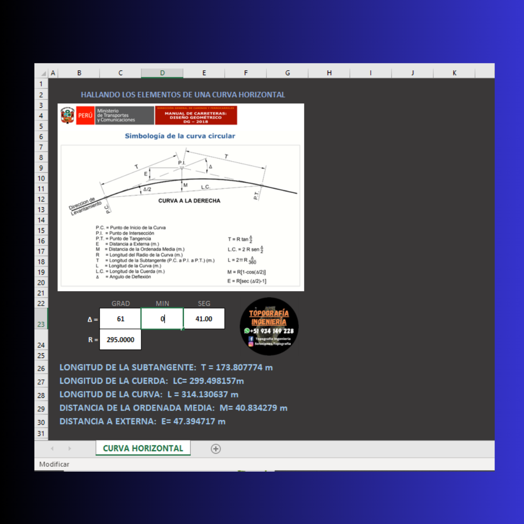 PLANTILLA ELEMENTOS DE CURVA HORIZONTAL SIMPLE