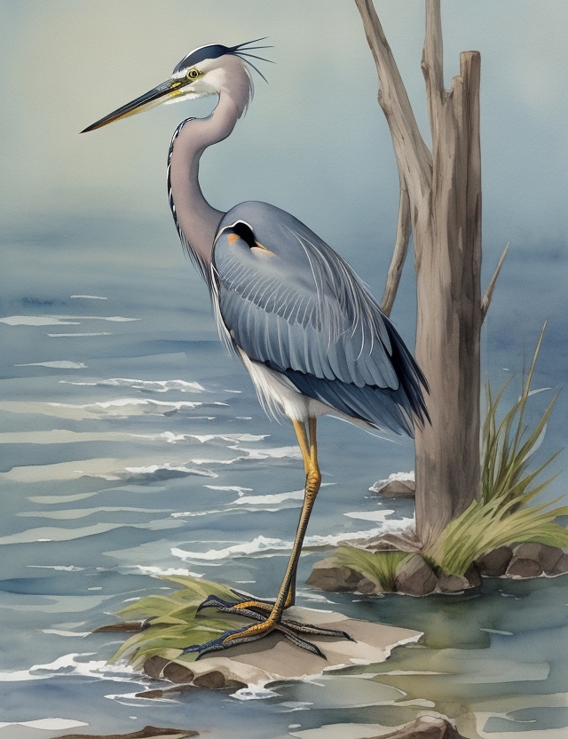 arte impreso descargable de Garza azul acuarela - Edwar Ortega | H...