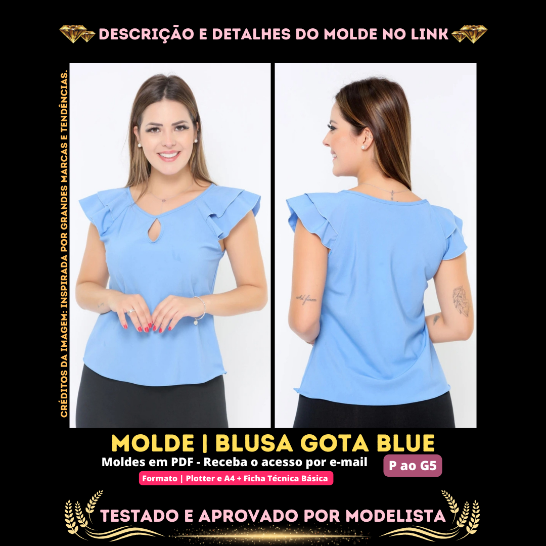 [Molde em PDF] - Blusa Gota Blue. ID 3319426