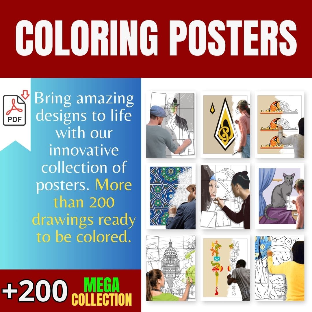 PACK OF 200+ COLORING POSTERS IN PRINTABLE PDF 💥