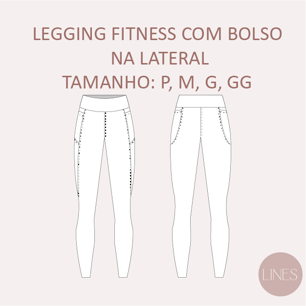 Modelagem Digital: LEGGING FITNESS COM BOLSO NA LATERAL - TAMANHO P...