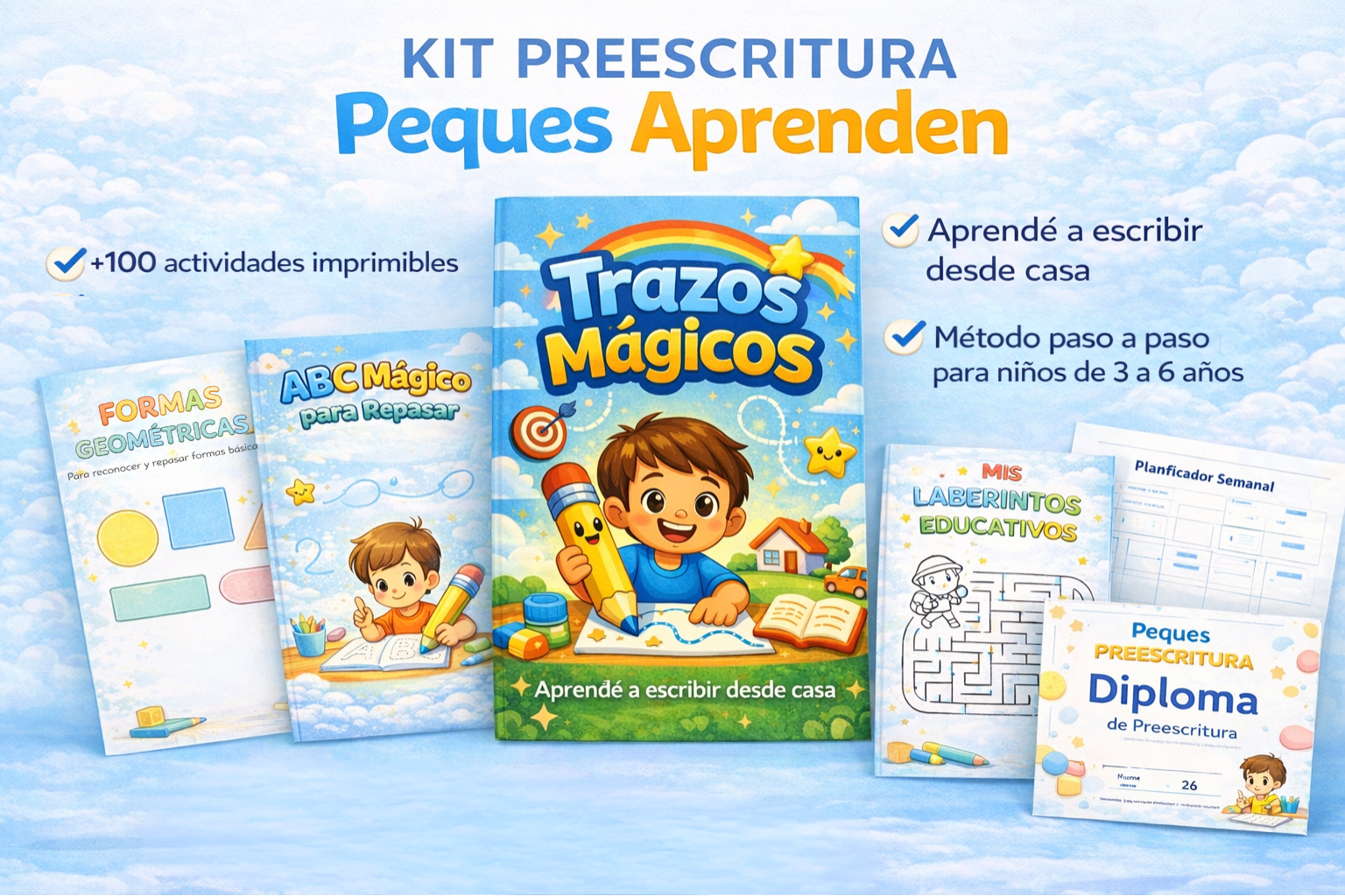 Kit Preescritura Peques Aprenden - Trazos, Letras y Motricidad (3 a...