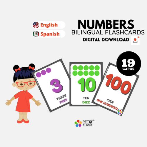 Numbers Números - Flash Cards Bilingües Imprimibles Inglés–Español...