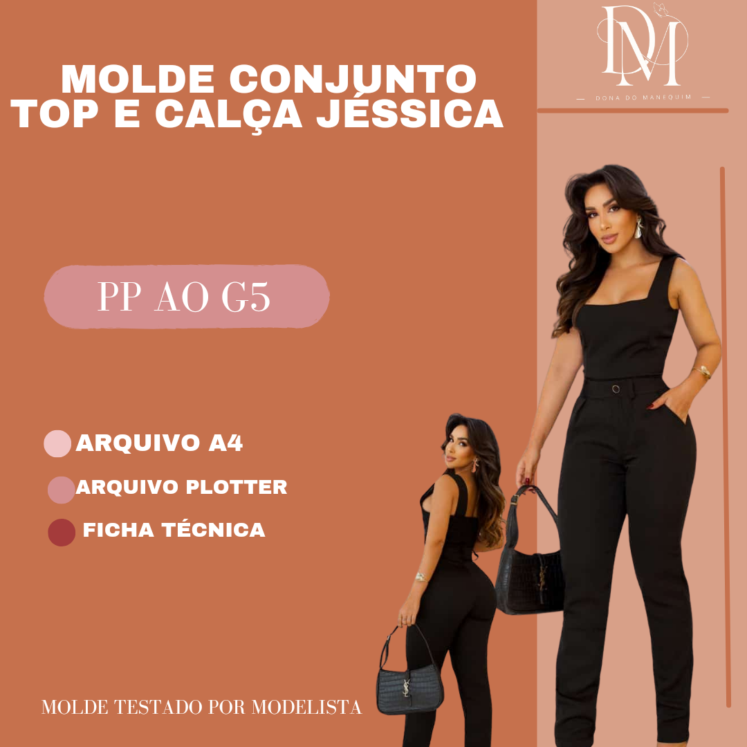 MOLDE CONJUNTO TOP E CALÇA JESSICA - Dona do Manequim | Hotmart