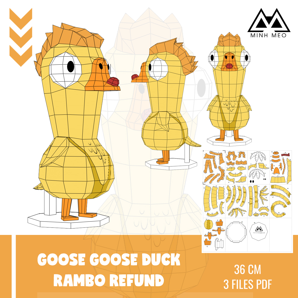 Goose Goose Duck Rambo Refund papercraft 3D, Goose Goose Duck Low Poly ...
