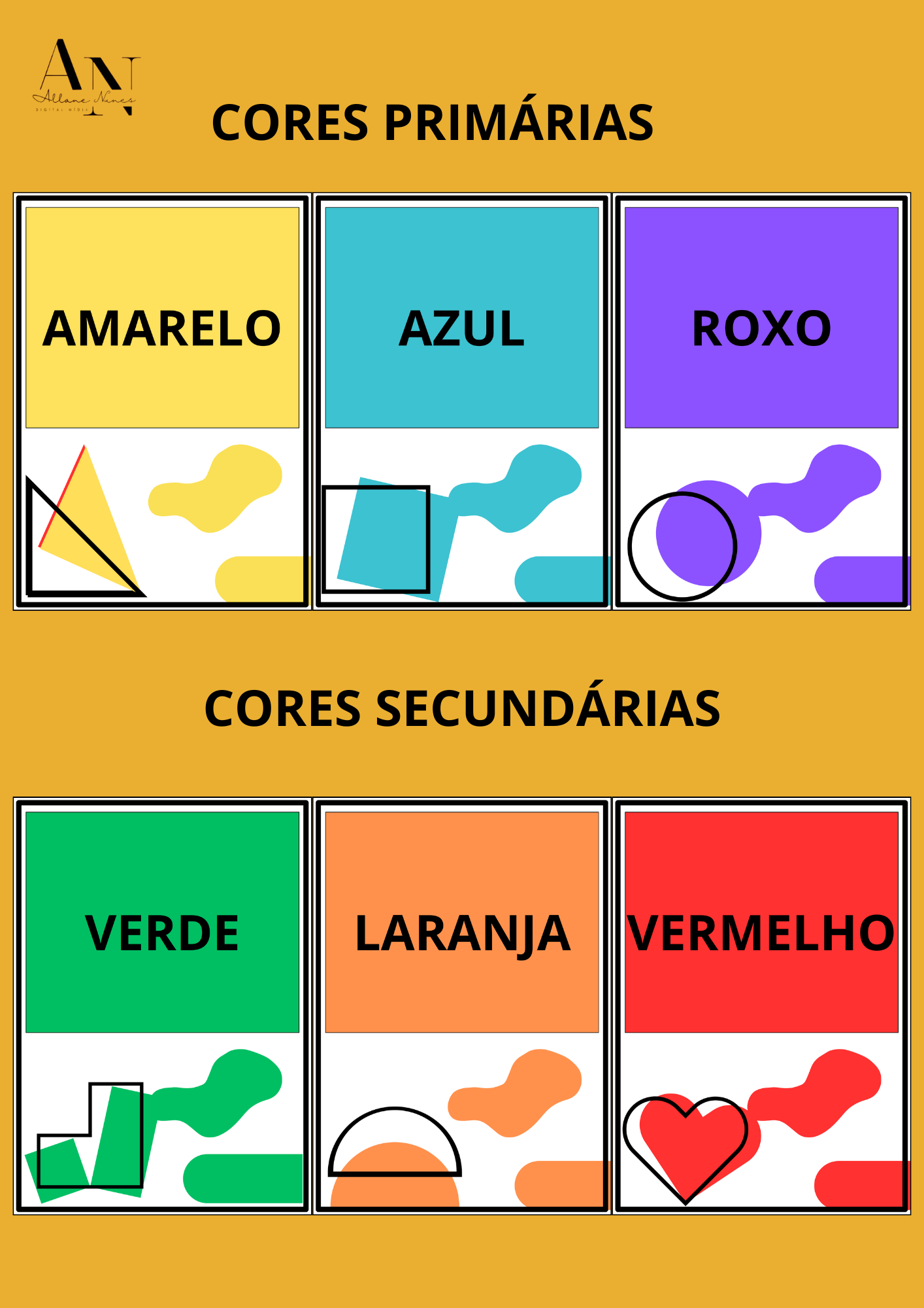 CARDS EDUCATIVOS (Cores primárias e secundárias) - Allane Nunes | H...