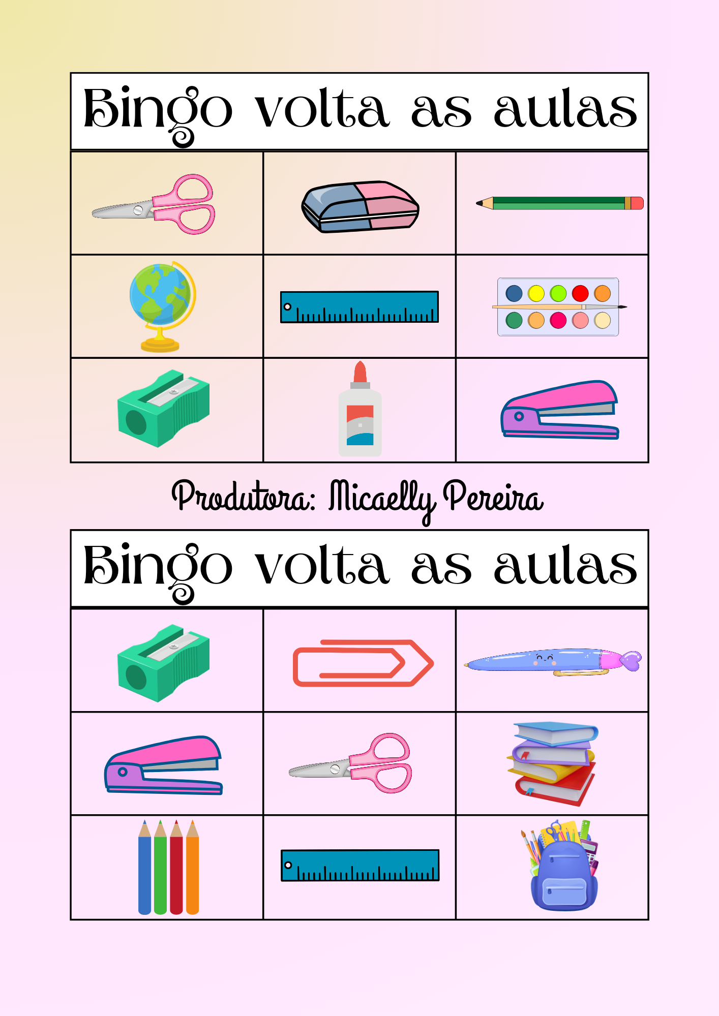 🌟 BINGO VOLTA AS AULAS 🌟 - Micaelly Pereira | Hotmart
