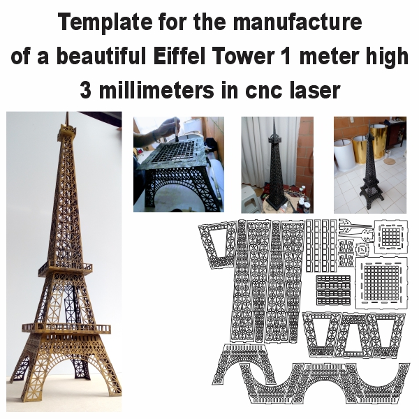 Template for the manufacture of a beautiful Eiffel Tower 1 meter high 3 ...