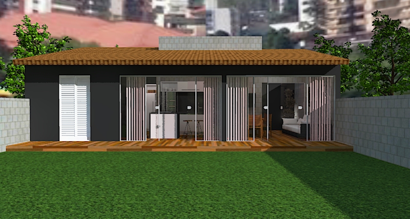 Maquete 3D Edícula de 10x4m Térrea