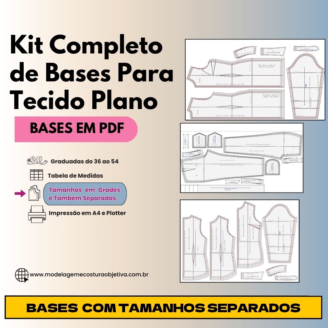 Moldes Base Para tecido Plano : Kit Completo - W A MACHADO | Hotmart