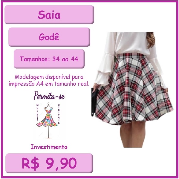 Molde Saia Godê 34 Ao 44