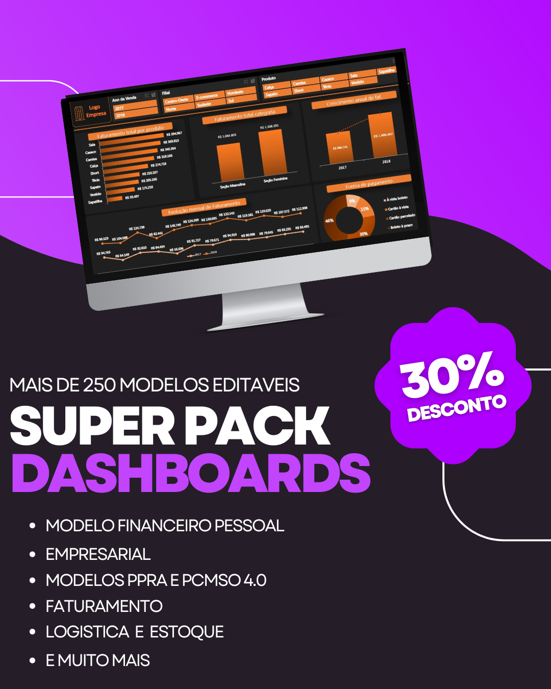 SUPER PACK DASHBOARDS +250 MODELOS (EDITAVEIS) - Vinicius Squirol