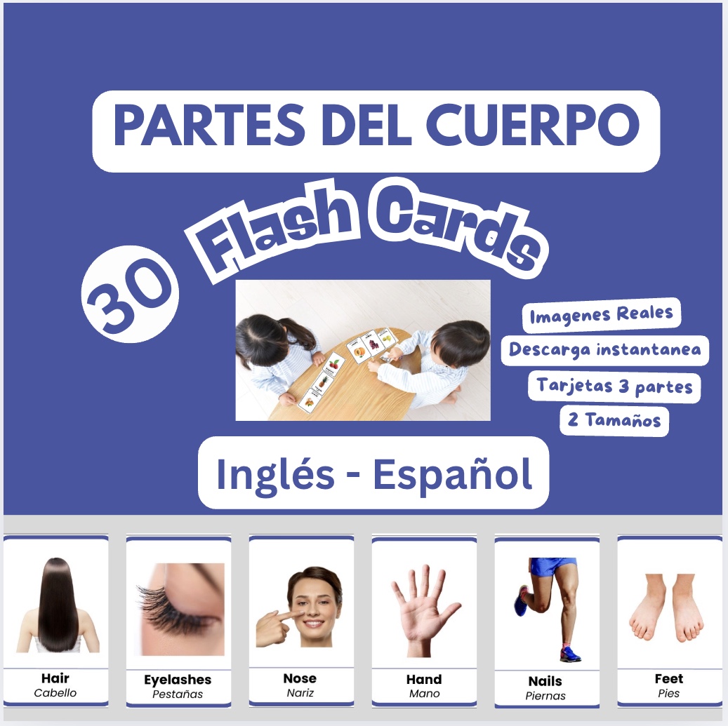 Partes del cuerpo FlashCards Bilingüe (Inglés - Español) - Aigle Di...