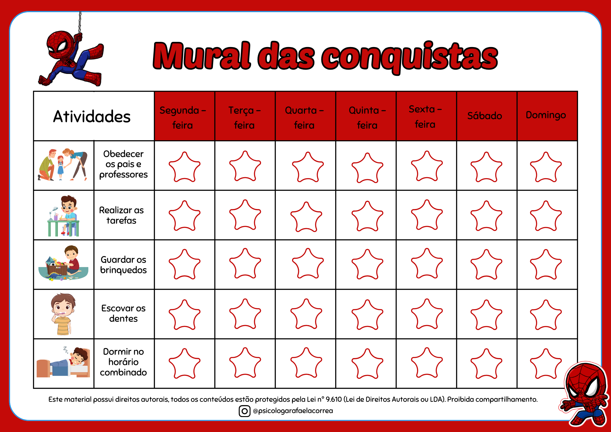 Mural das Conquistas - Homem Aranha - Rafaela Corrêa | Hotmart