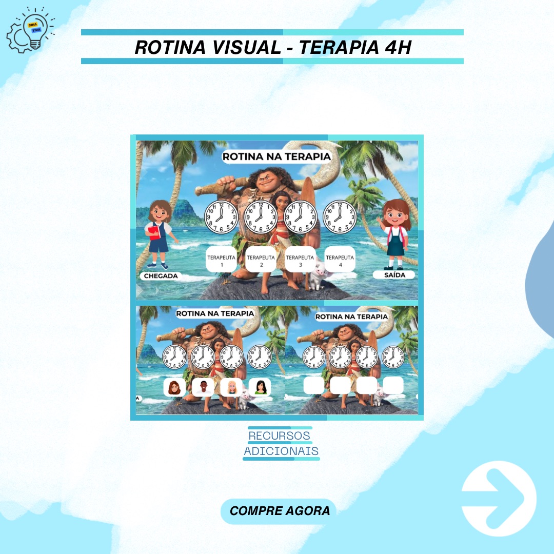 ROTINA VISUAL - TERAPIA 3 HORAS - MOANA - CRIATIVA APOIOS VISUAIS