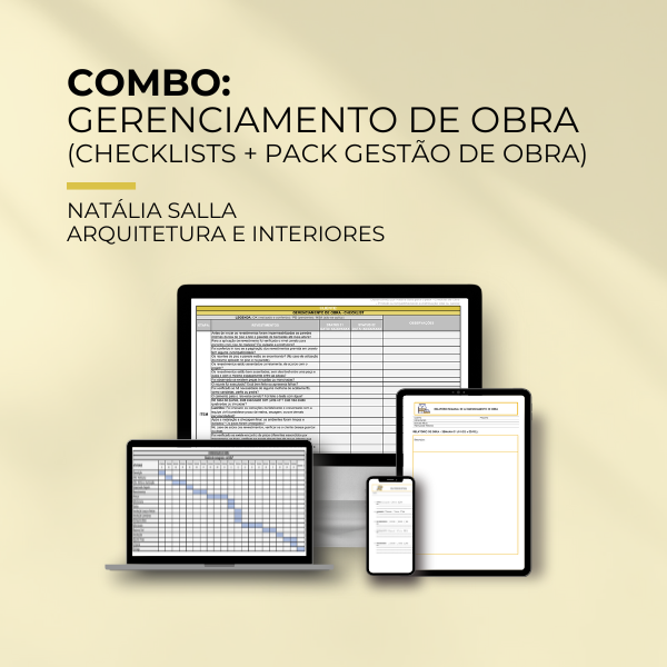 COMBO: Checklists + Pack Gestão de Obra - Natalia Salla Arquitetura...