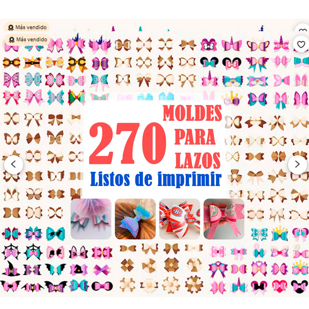 270 Moldes para lazos, listos para IMPRIMIR o cortar en CAMEO/CRICU...
