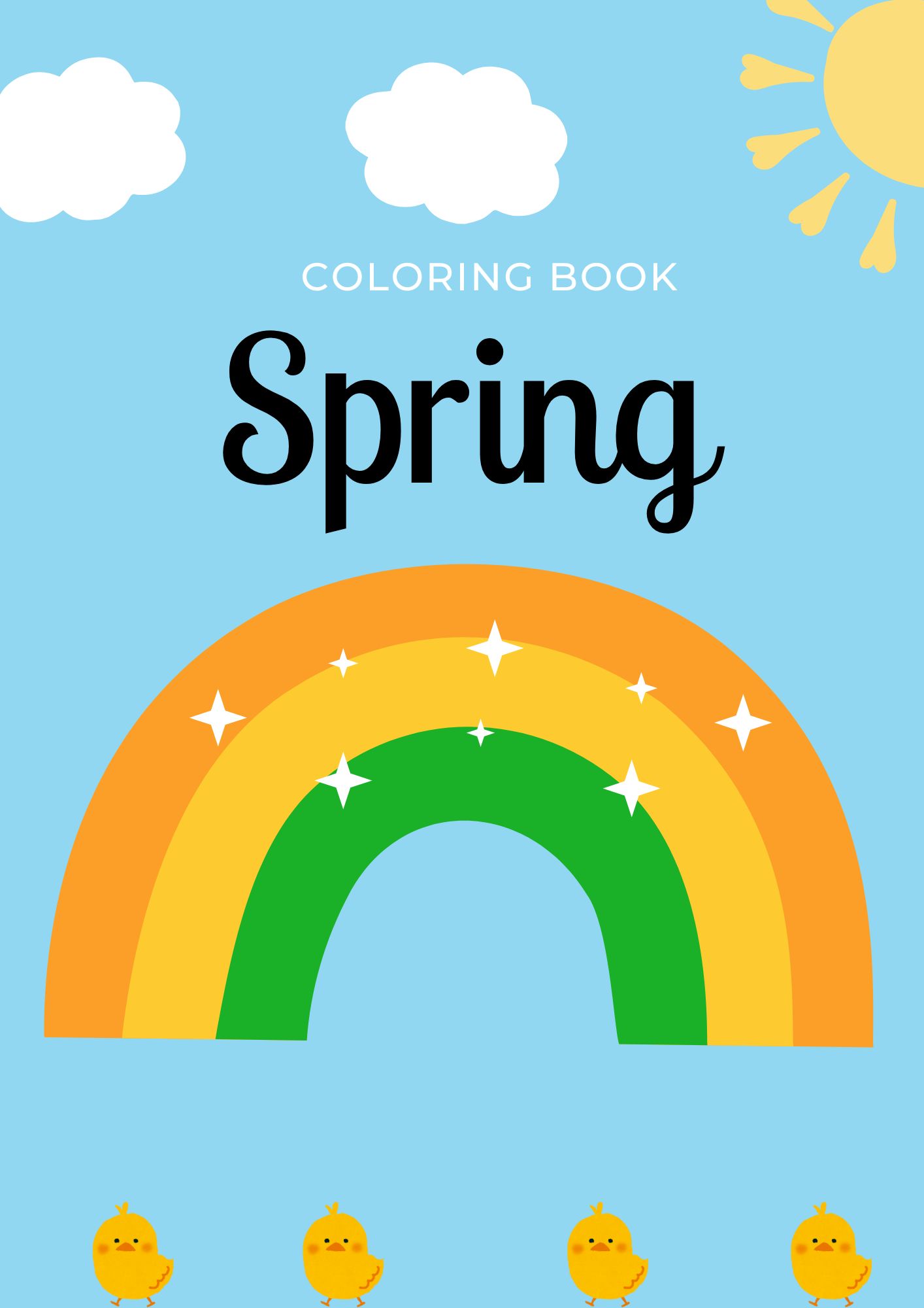 Spring Coloring Book with flowers, animals and easter!