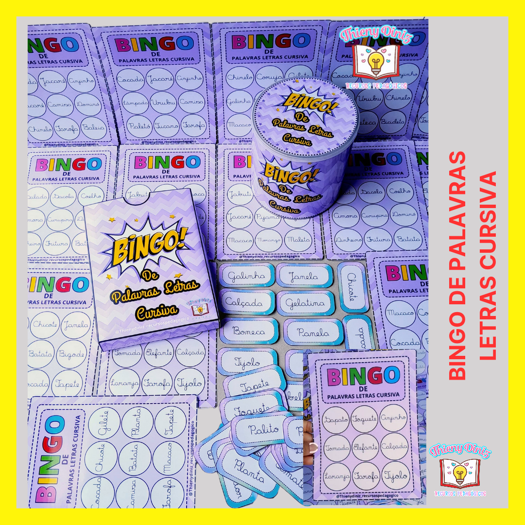 BINGO DE PALAVRAS LETRAS CURSIVA - Alciene Diniz da Silva | Hotmart