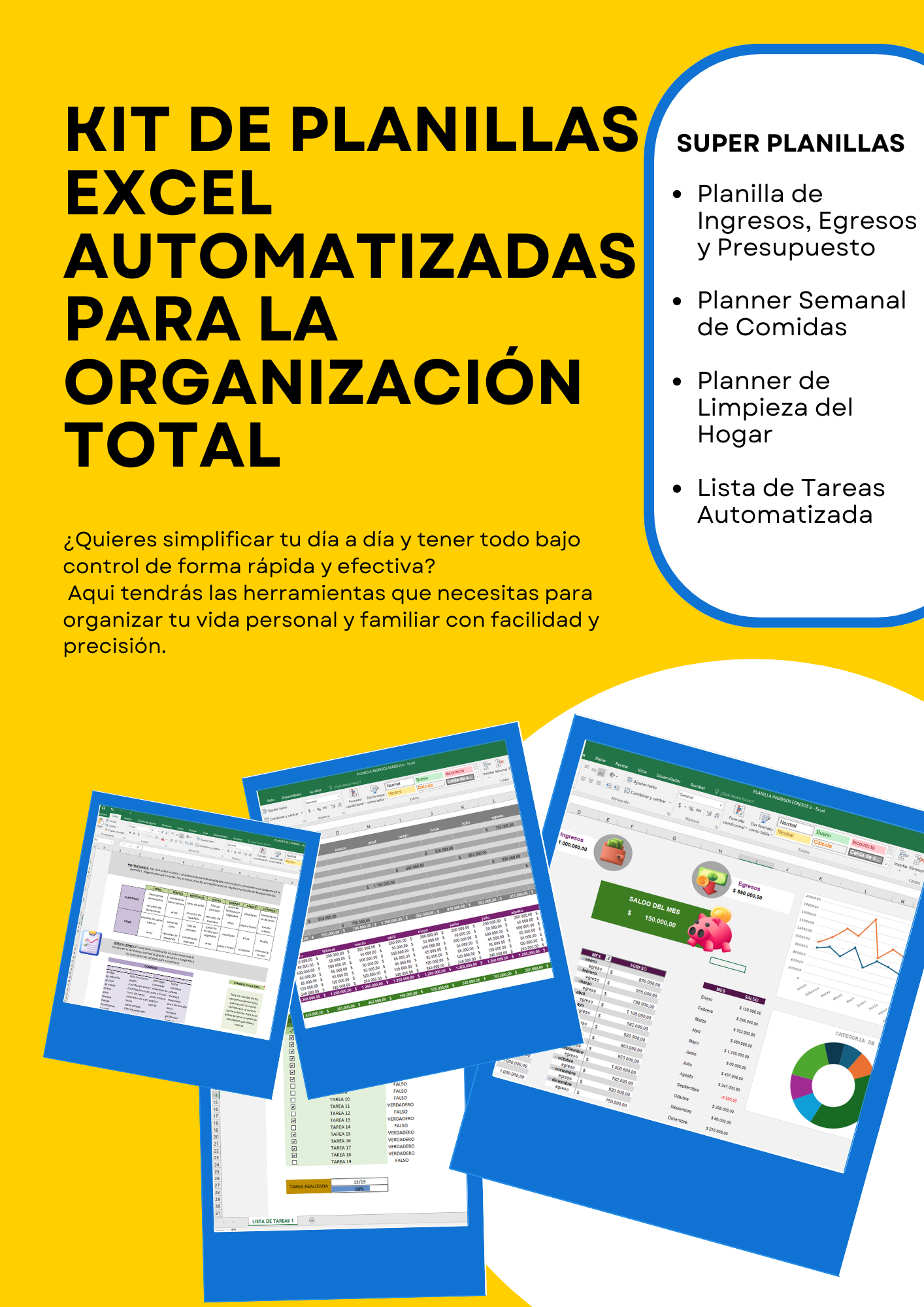 Kit de planillas excel automatizadas para la organización total - M...