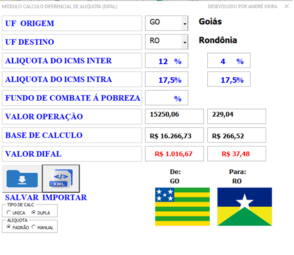 PLANILHA DIFERENCIAL DE ALIQUOTA VBA XML BC DUPLA
