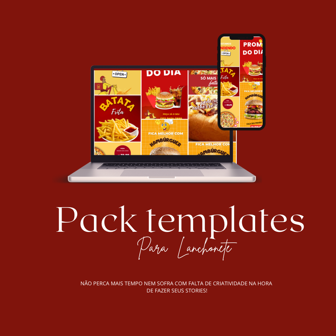 Pack Canva Stories Lanchonete - Lorruama Gomes | Hotmart