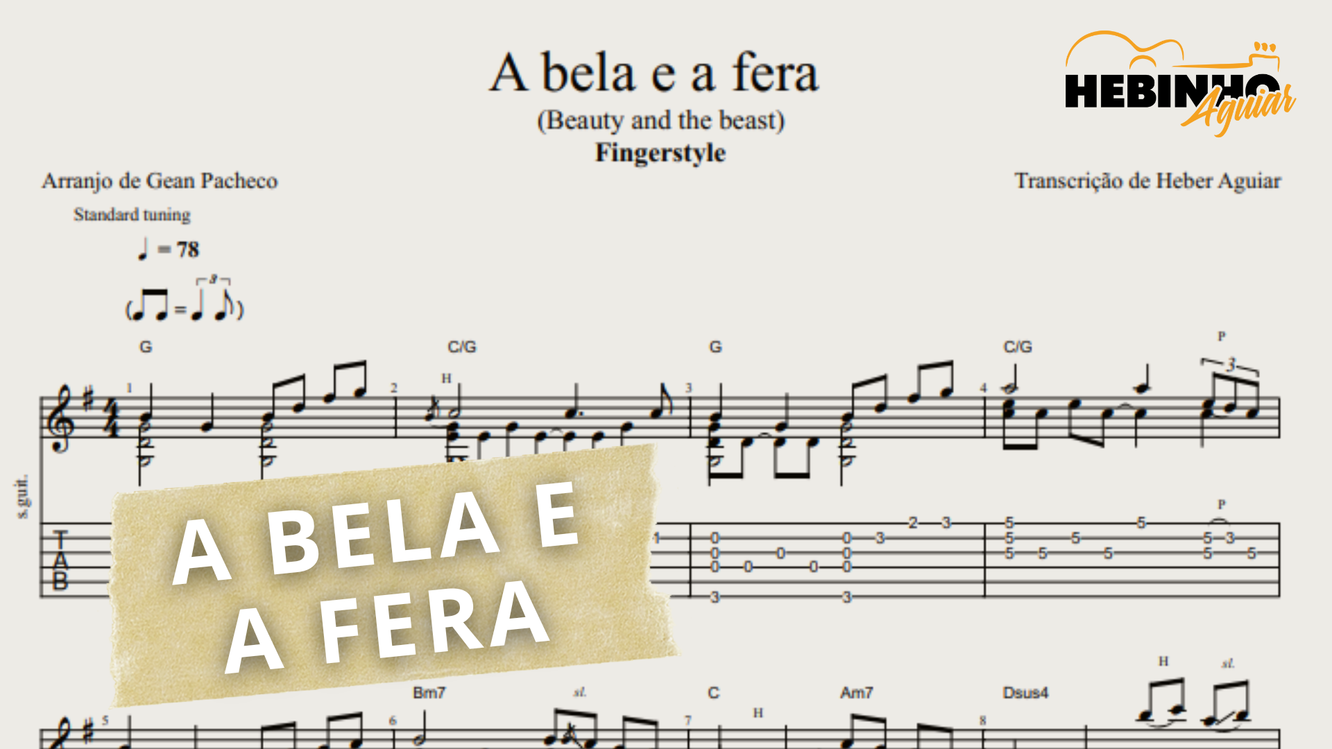 A bela e a fera (Beauty and the beast) : Transcrição p/ Violão Solo c ...