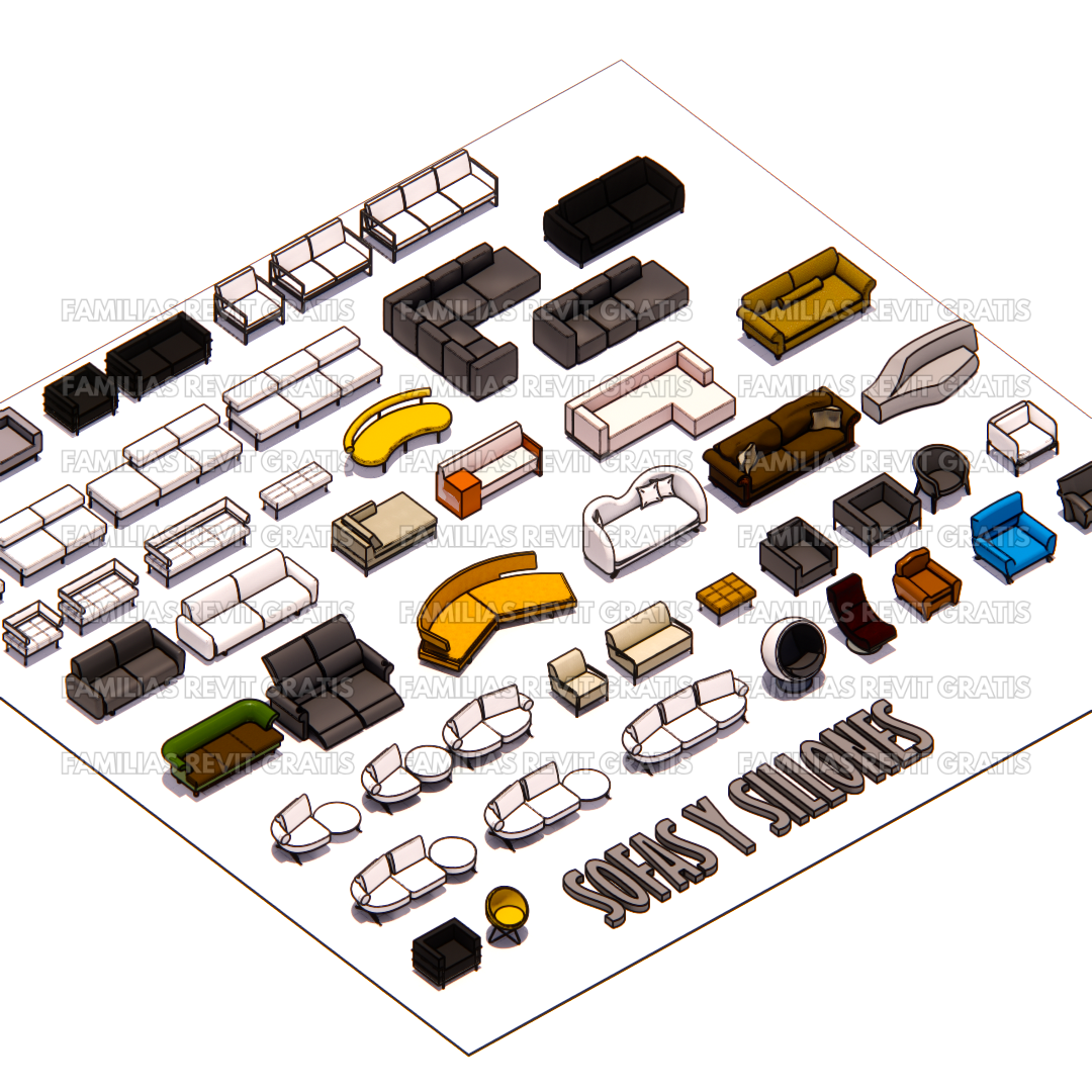 FAMILIAS REVIT PREMIUM DE SOFAS Y SILLONES - MASTER BIM | Hotmart