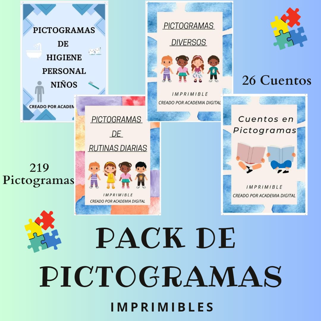 Pack Pictogramas Para Niño x4 Ediciones - Estimulando La Mente