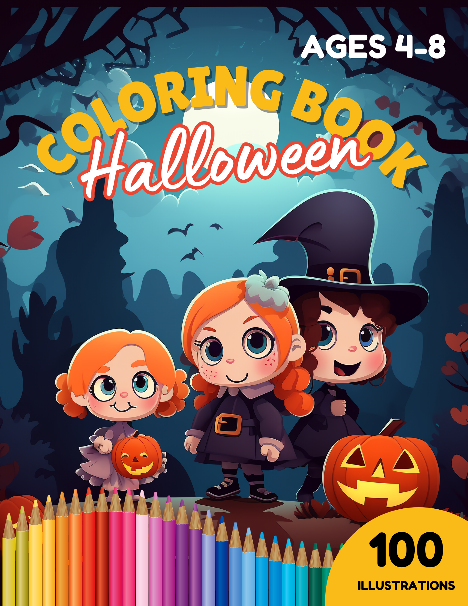 Halloween Coloring Book for Kids form 4 to 8 ages - 100 illustrations ...