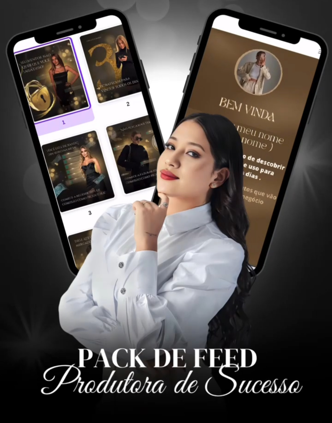 PACK DE FEED PRODUTORA DE SUCESSO GOLD & BLACK PLR - Marília Tr...